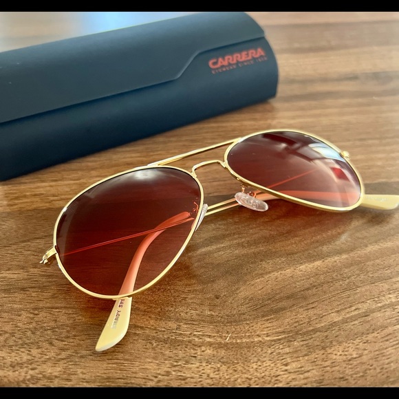 Accessories | New Rare Gold Frame Aviators Red Gradient 56mm | Poshmark